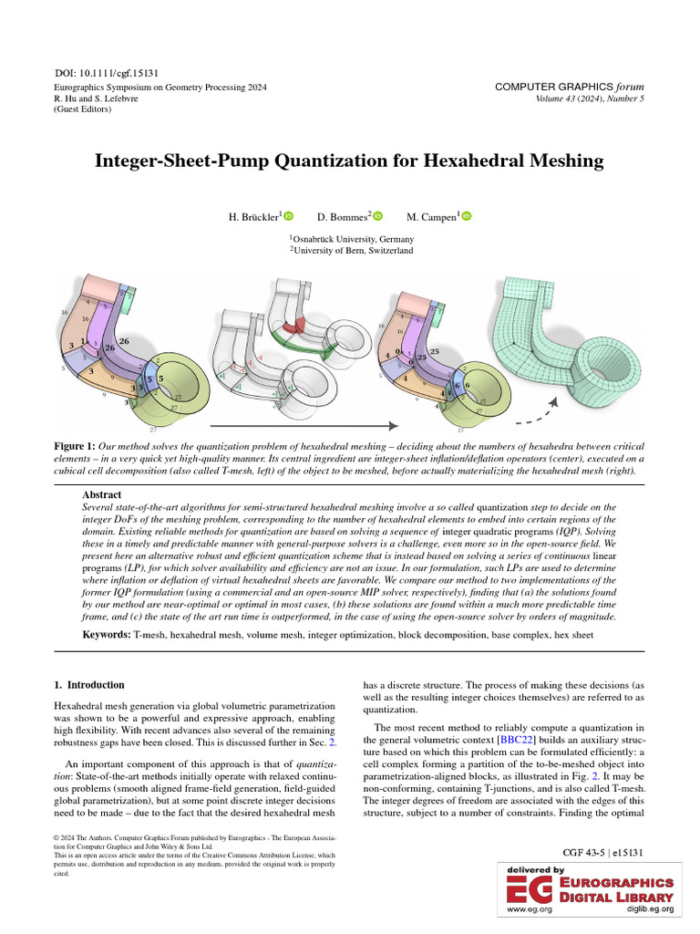 Integer-Sheet-Pump Quantization For Hexahedral Meshing | PDF | Linear ...