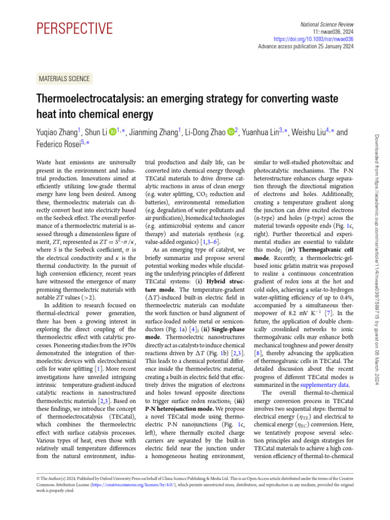 Thermoelectrocatalysis: An Emerging Strategy For Converting Waste Heat ...