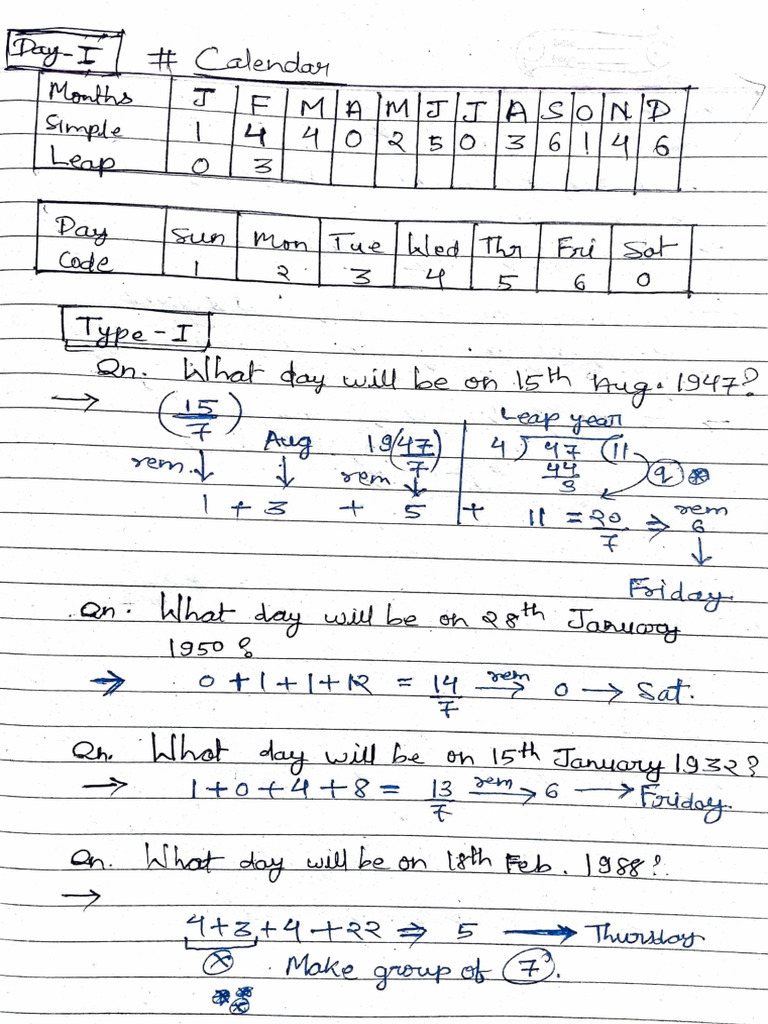 Calendar Short Trick - 1 | PDF