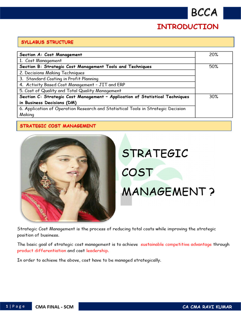 1 SCM | PDF | Cost Accounting | Profit (Economics)