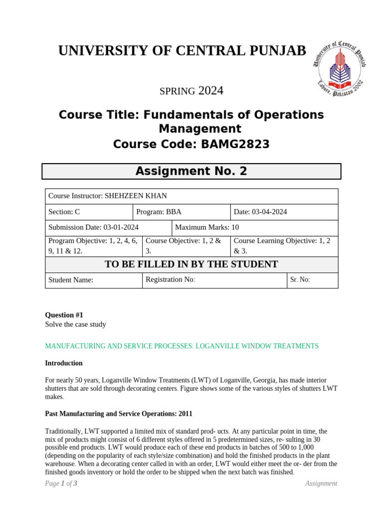 Opm Ass 2 | PDF | Customer | Business Model