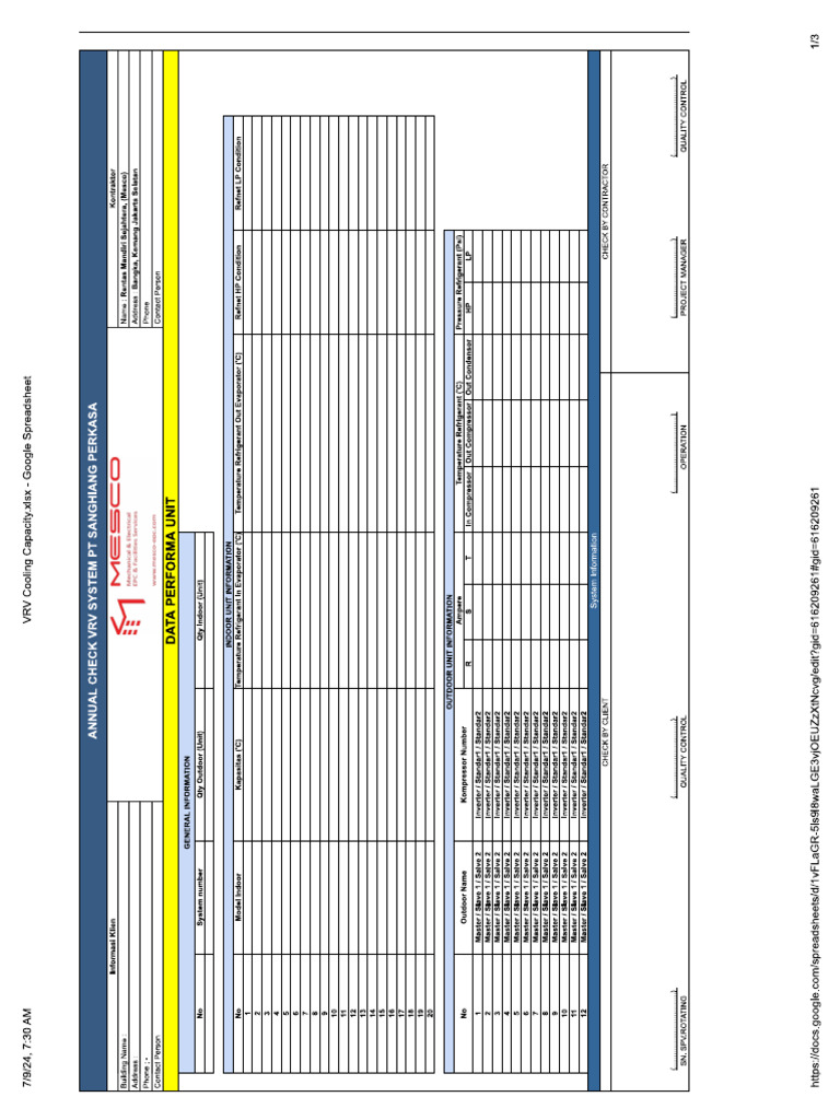 Form Assessment VRV System | PDF