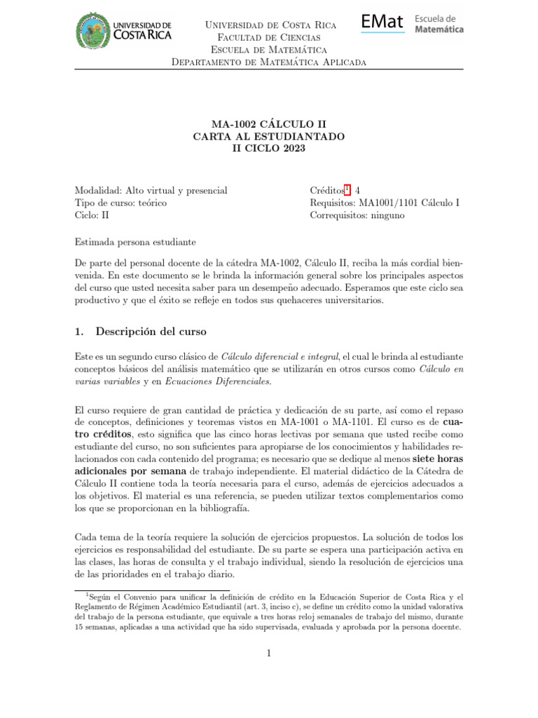 Carta-Ma1002-Ii2023 | PDF | Integral | Análisis matemático