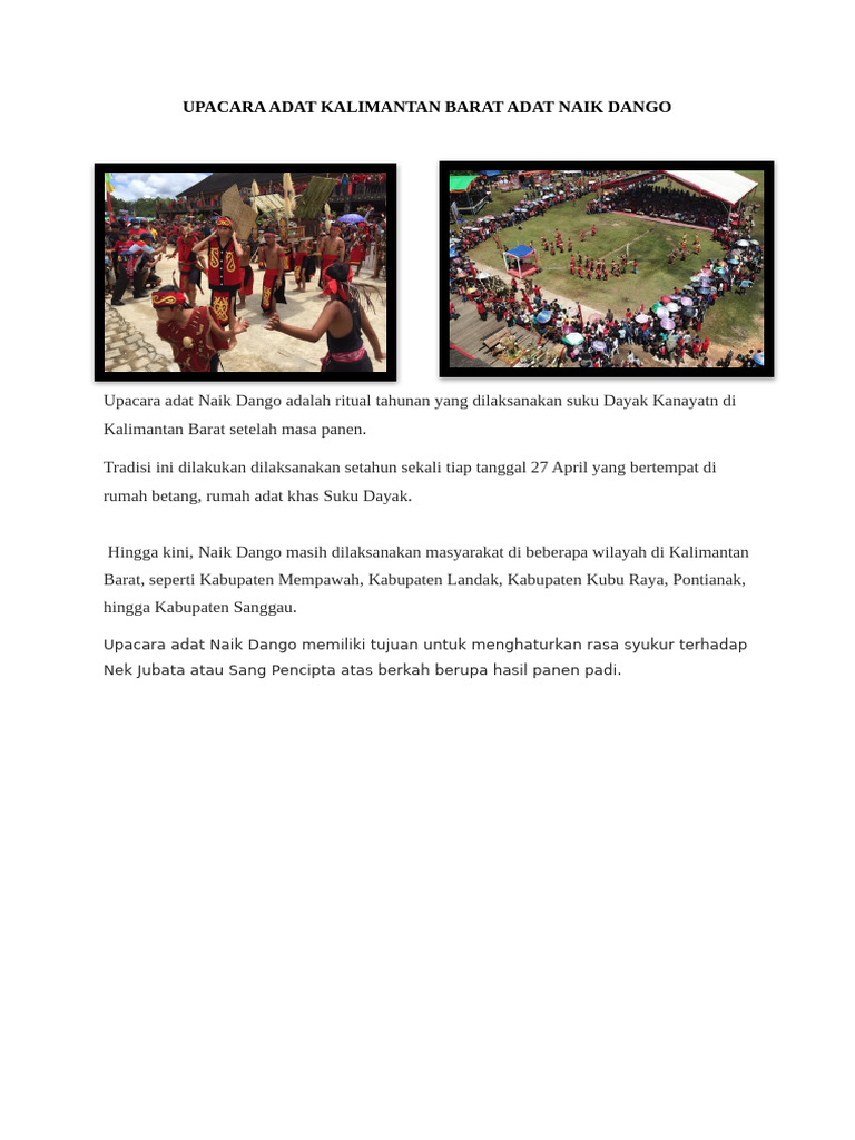 Upacara dan Pakaian Adat Kalimantan | PDF