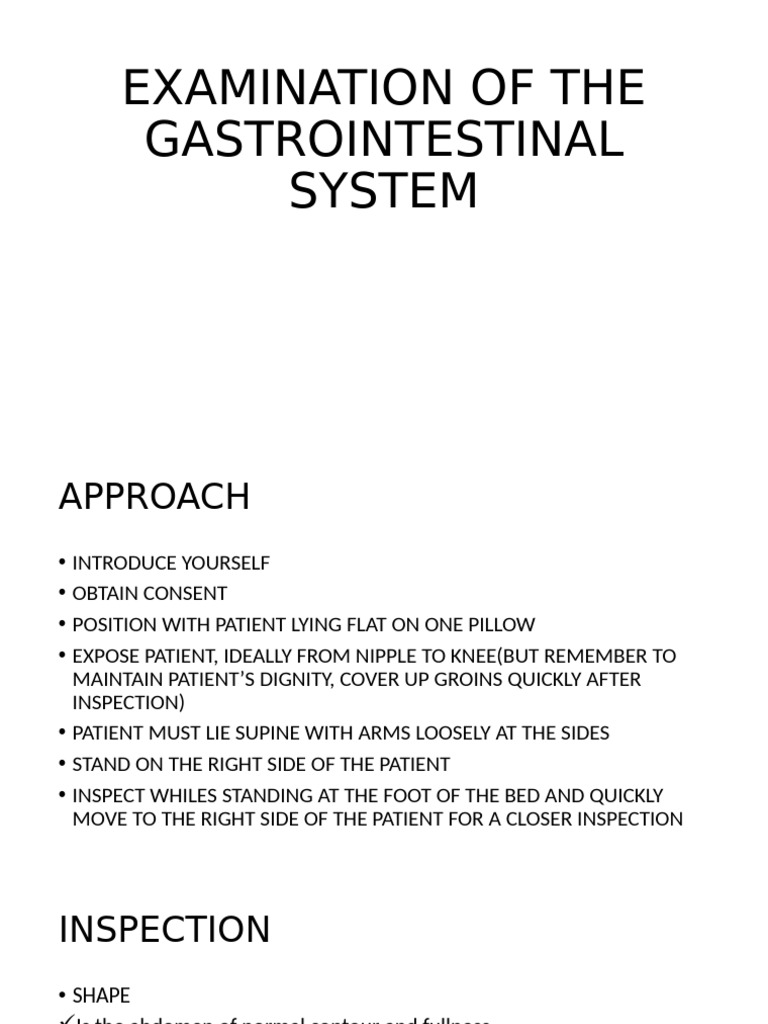 Examination of The Gastrointestinal System | PDF | Abdomen | Liver