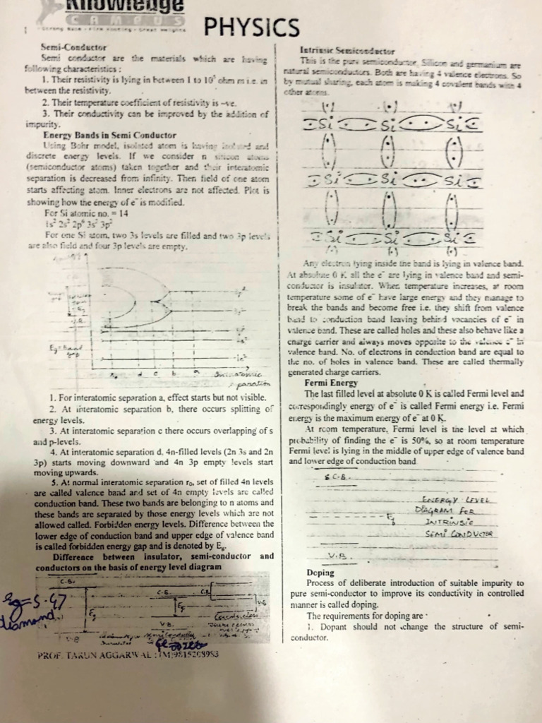 Semi Conductor 1 | PDF | Doping (Semiconductor) | Solid State Engineering