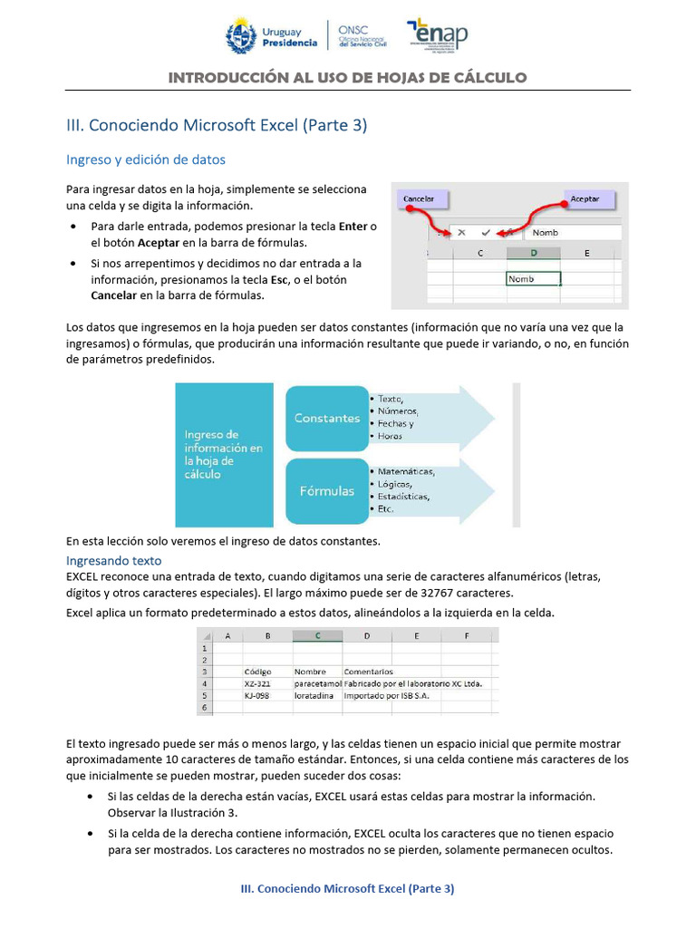 03 Conociendo Microsoft Excel - Parte 3 | PDF | Microsoft Excel | Hoja de cálculo