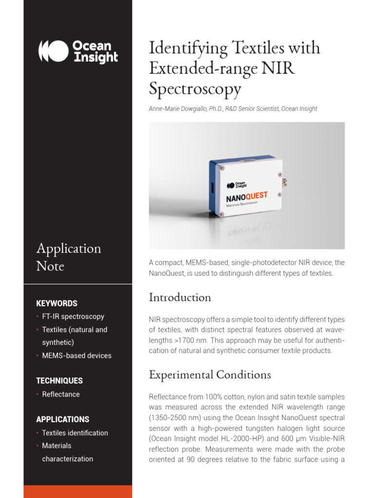 Identifying Textiles With Nir Spectros | PDF | Infrared | Spectroscopy