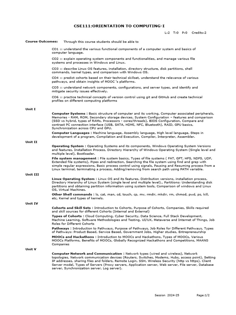 CSE111 Computing Orientation Course Guide | PDF | Operating System | File System