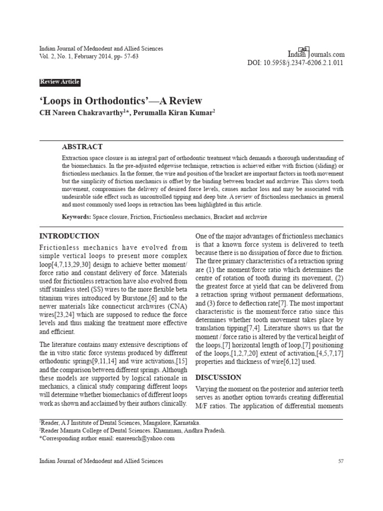 Loops in Orthodontics: A Biomechanics Review | PDF | Orthodontics ...