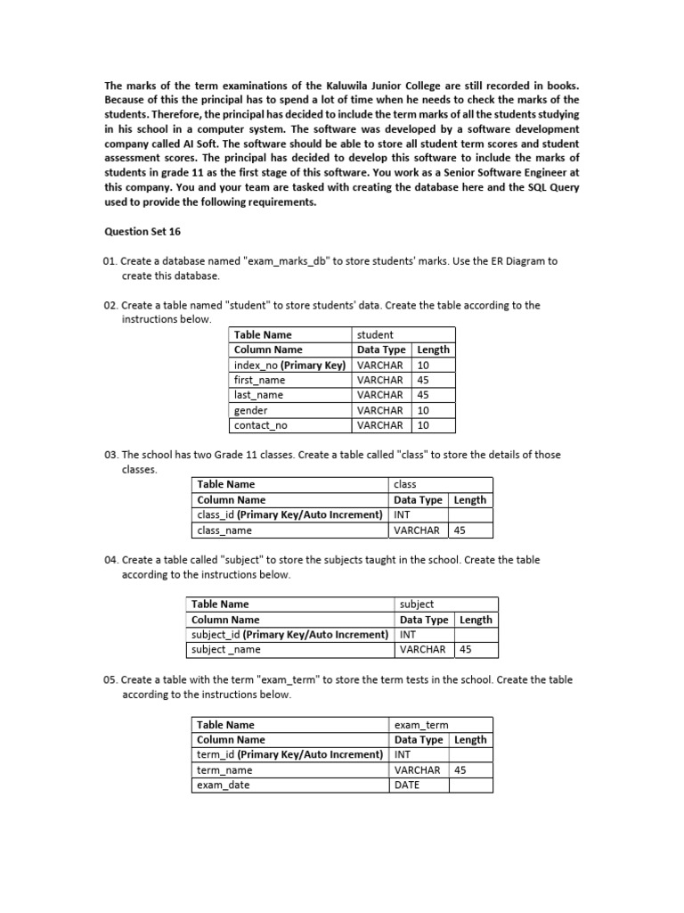 Question Set 16 | PDF | Table (Database) | Databases