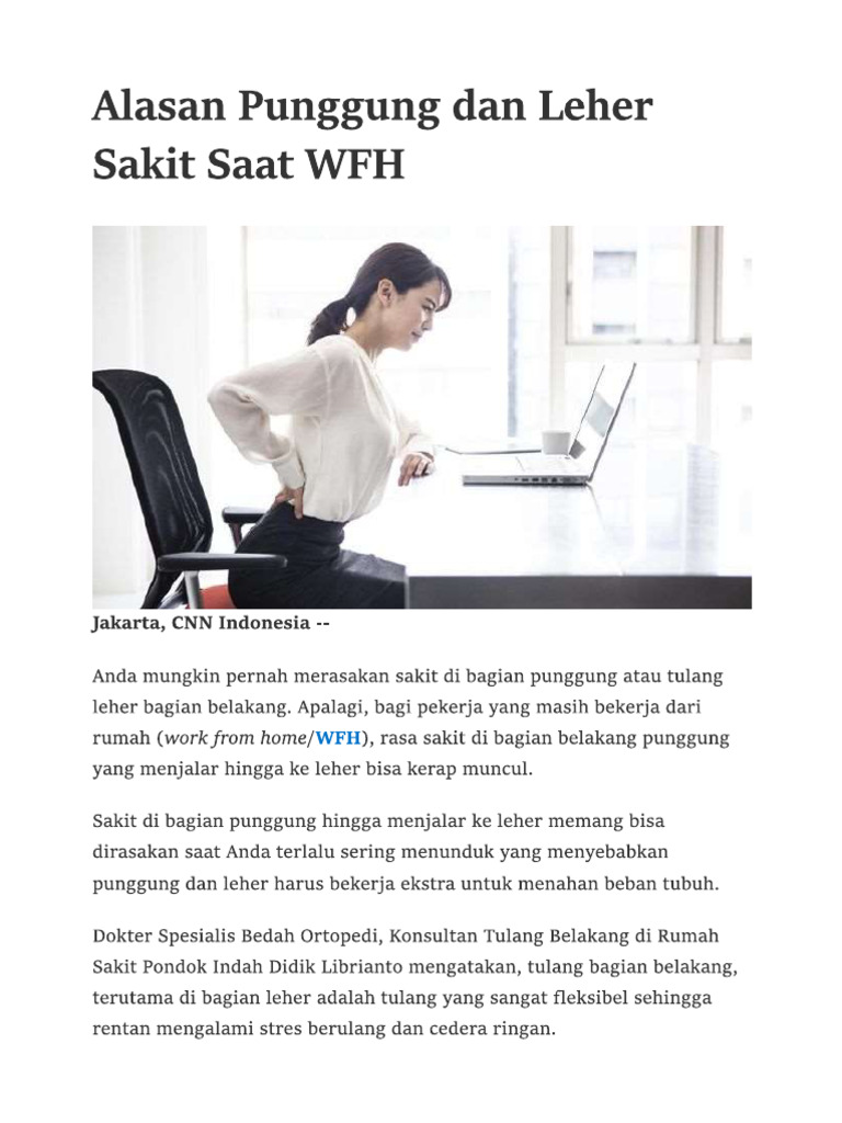 Alasan Punggung Dan Leher Sakit Saat WFH | PDF