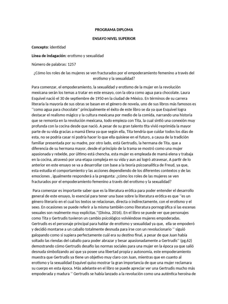 Borrador 1 Ensayo Ns | PDF | Erotismo