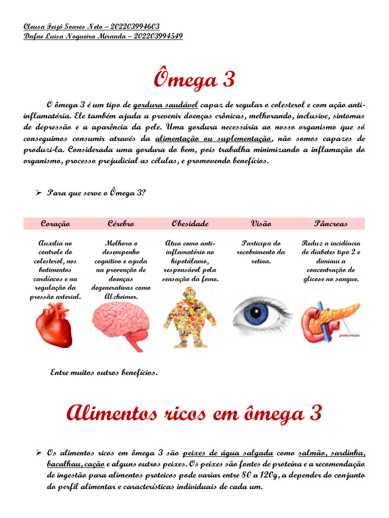 Alimentos Ricos em Ômega 3 | PDF | Ácido graxo ômega 3 | Alimentos