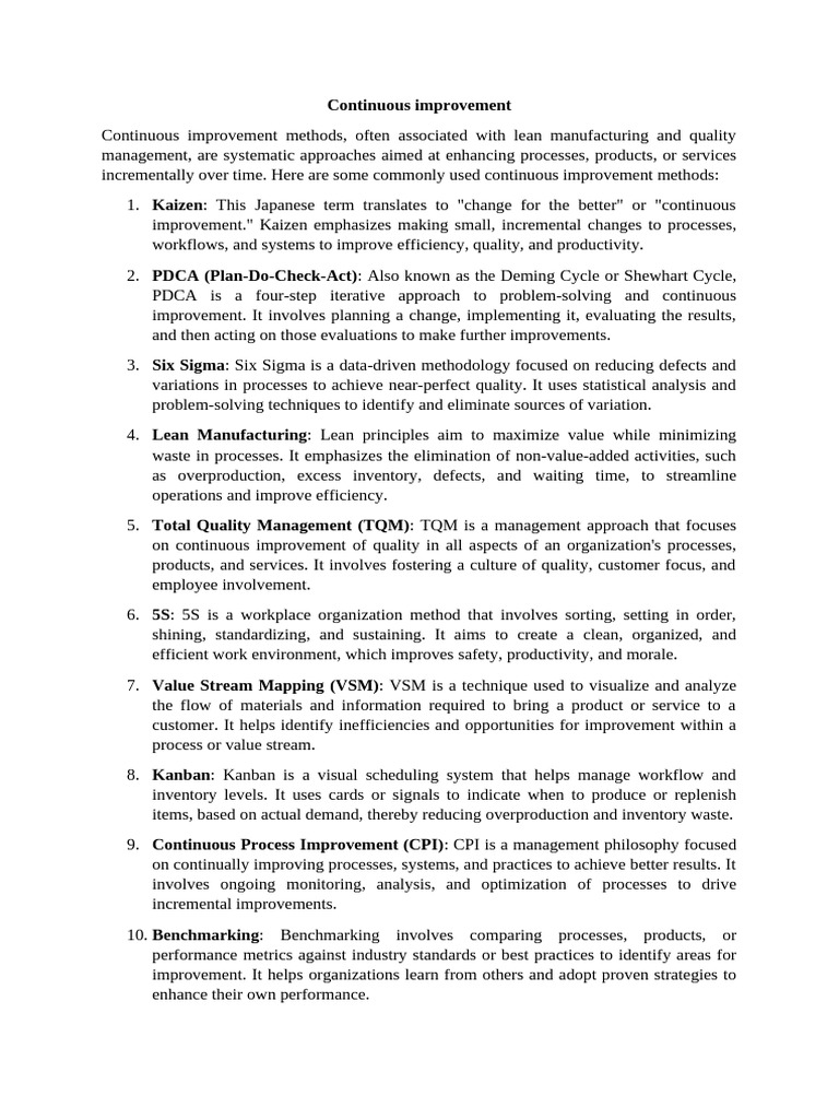 Continuous Improvement | PDF | Systems Thinking | Business Economics