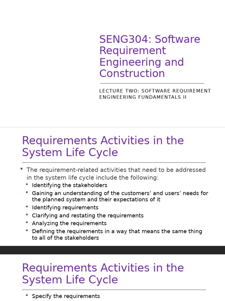 Lecture 2 - Software Requirement Engineering Fundamentals II | PDF | System | Computer Science