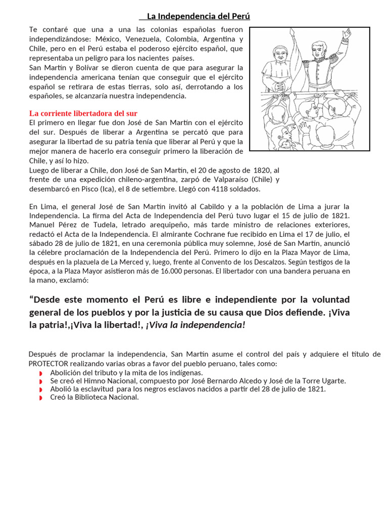 TEXTO La Independencia Del Perú | PDF | Perú | America latina