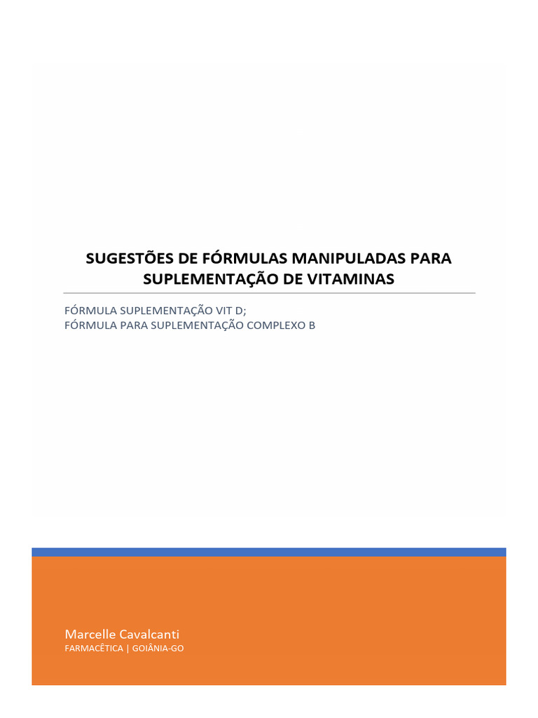 Sugestões de Fórmulas Manipuladas para Suplementação de Vitaminas ...
