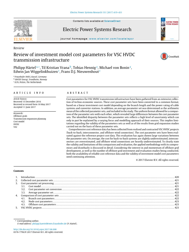 Investment Model For VSC HVDC | PDF | Electrical Grid | Electric Power ...