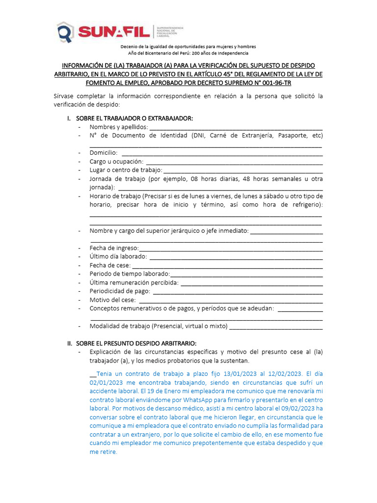 Formato Sunafil | PDF | Documento de identidad