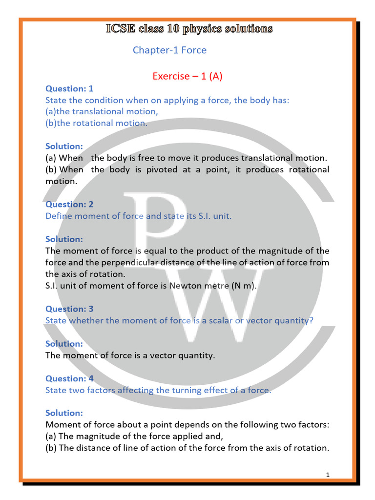 Chapter 1 FORCE QnA | PDF | Acceleration | Force