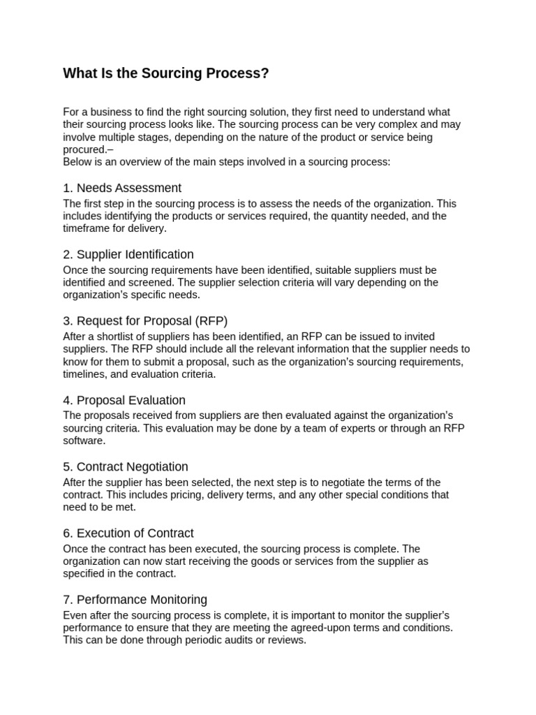 Process of Sourcing | PDF