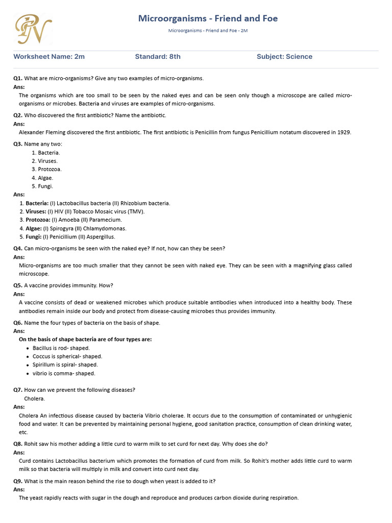 Microorganisms - Friend and Foe - 2M | PDF | Microorganism | Virus
