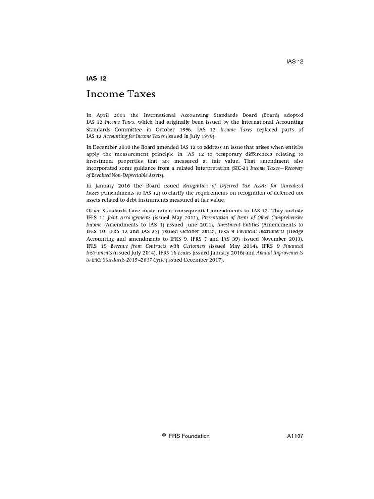 IAS 12 - Income Tax | PDF | International Financial Reporting Standards | Deferred Tax