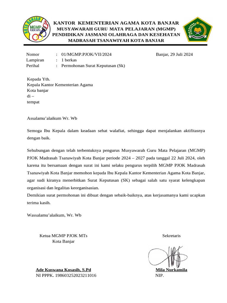 Surat Permohonan SK | PDF