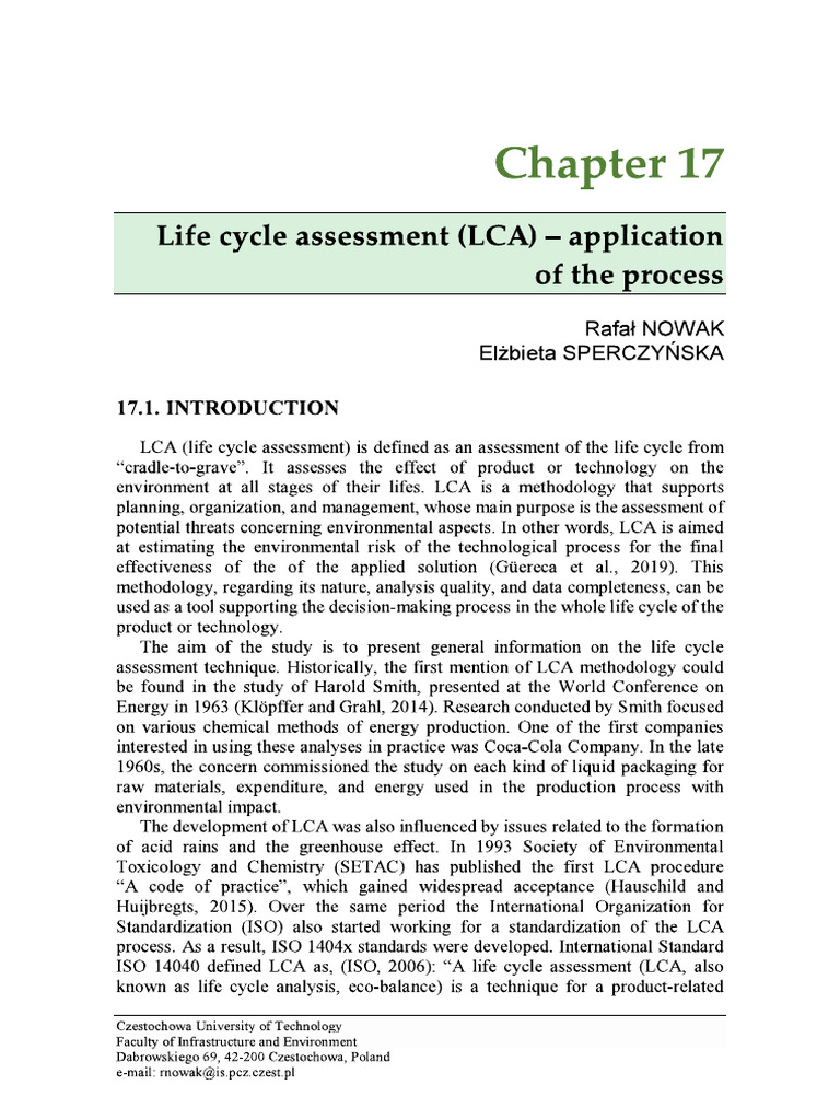 Life Cycle Assessment LCA Applicati | PDF