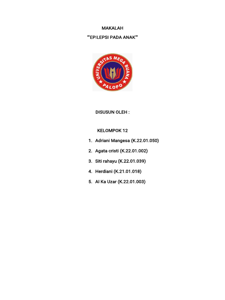 Makalah Epilepsi Pada Anak | PDF Makalah Epilepsi Pada Anak | PDF