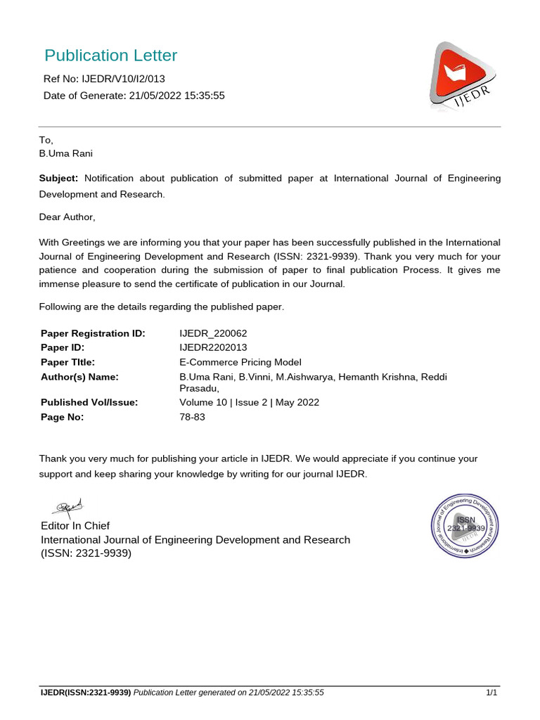 Engineering Journal Publication Notice | PDF | Art