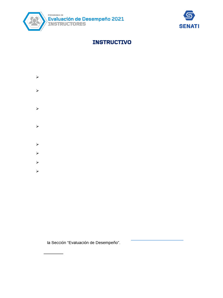 Instructivo Evaluacion Desempeno Instructores 2021 | PDF | Evaluación | Aprendizaje