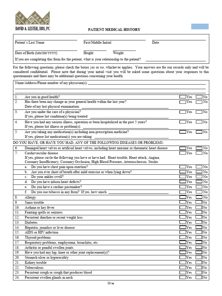 MEDICAL_HISTORY | PDF | Heart | Coronary Artery Disease