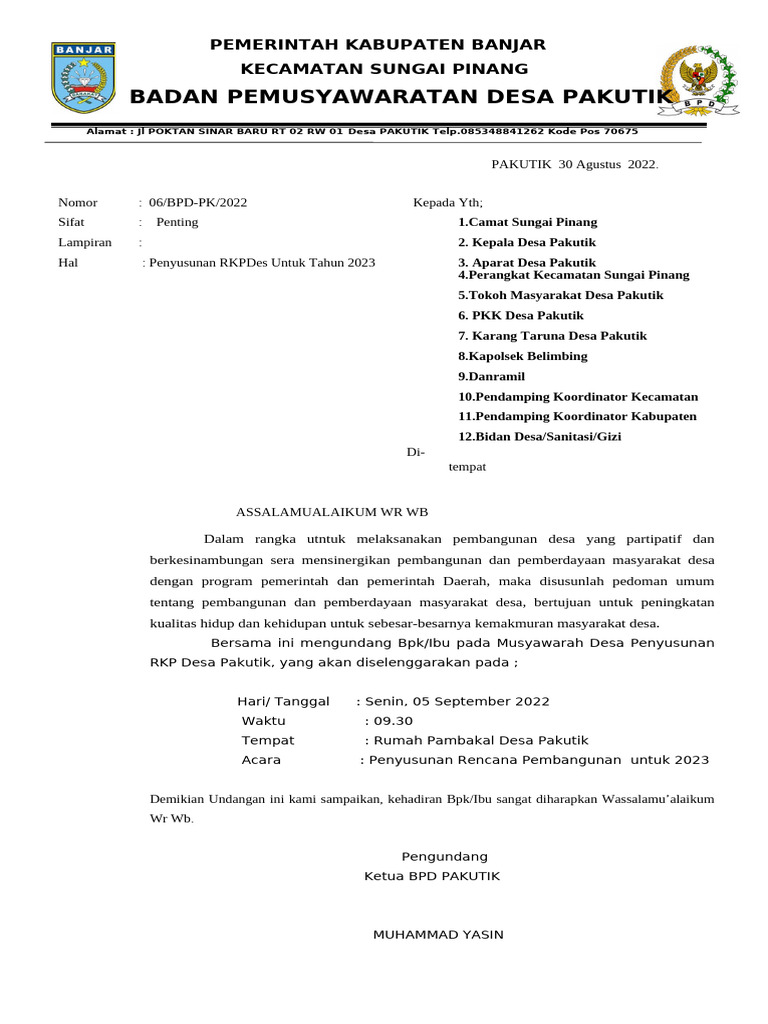 Undangan Musdes 2023 | PDF