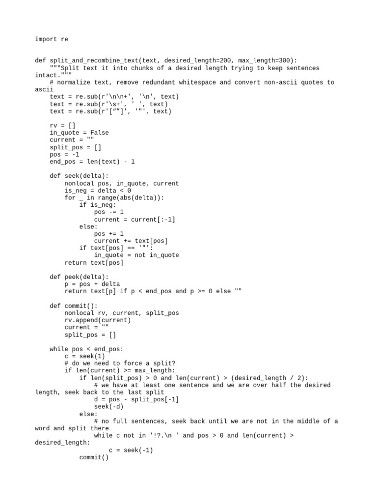 Text Chunking and Splitting Function | PDF | Little Red Riding Hood