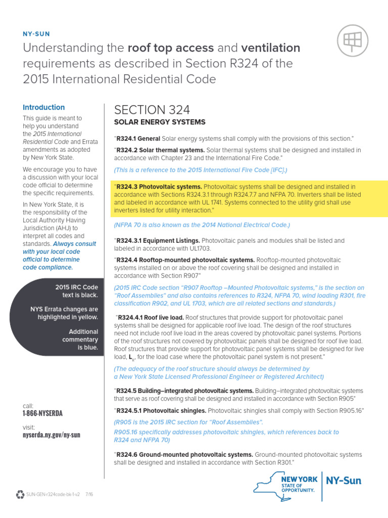 Roof Top Access Ventilation Requirements - 2015 IRC | PDF | Photovoltaic System | Roof