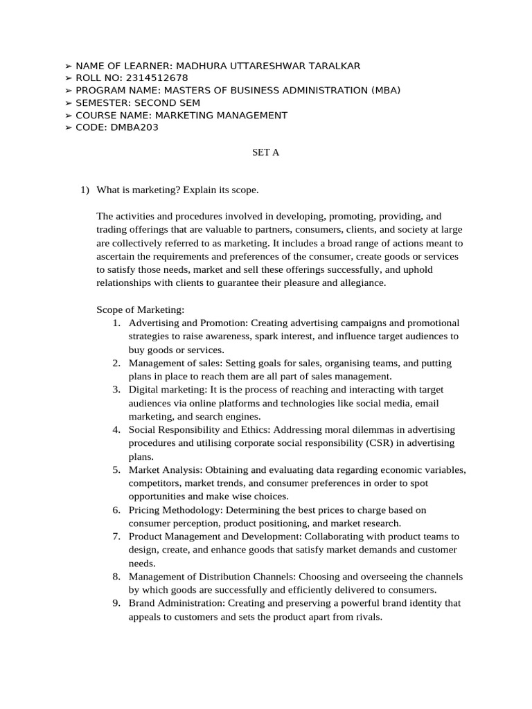 Marketing Management Assignment | PDF | Pricing | Marketing