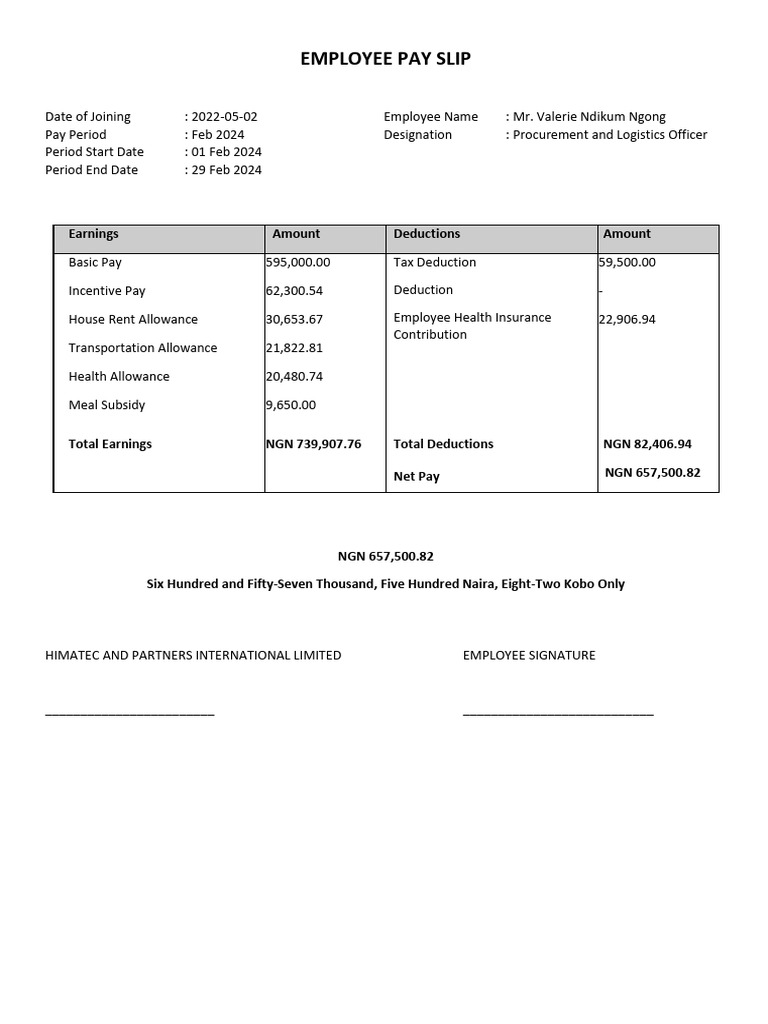 Himatec Payslip | PDF | Taxation | Public Finance