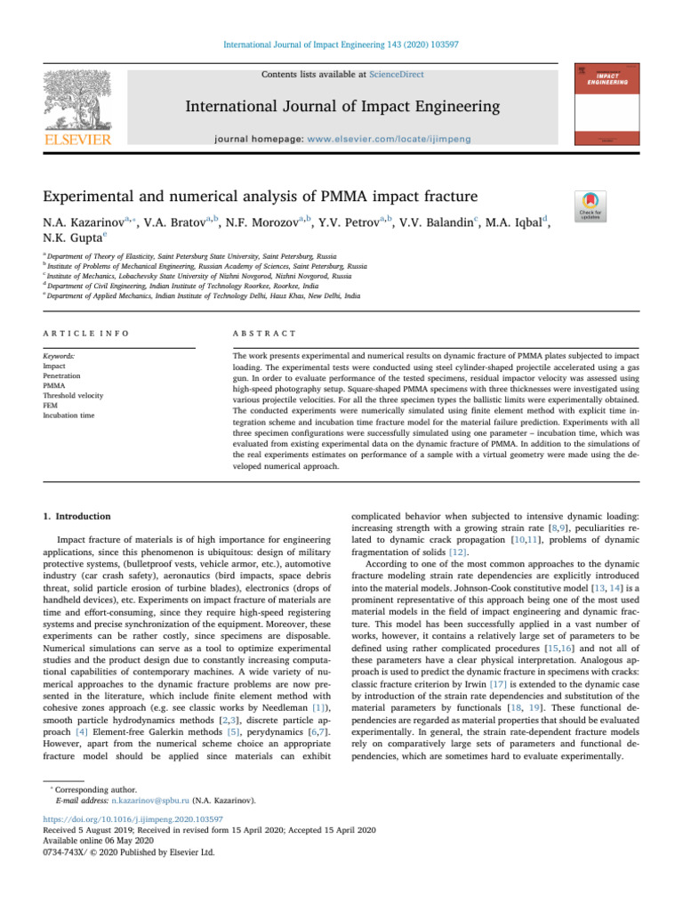 PMMA Impact Fracture Analysis Study | PDF | Fracture | Fracture Mechanics