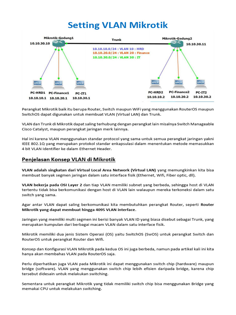 Setting VLAN Mikrotik | PDF