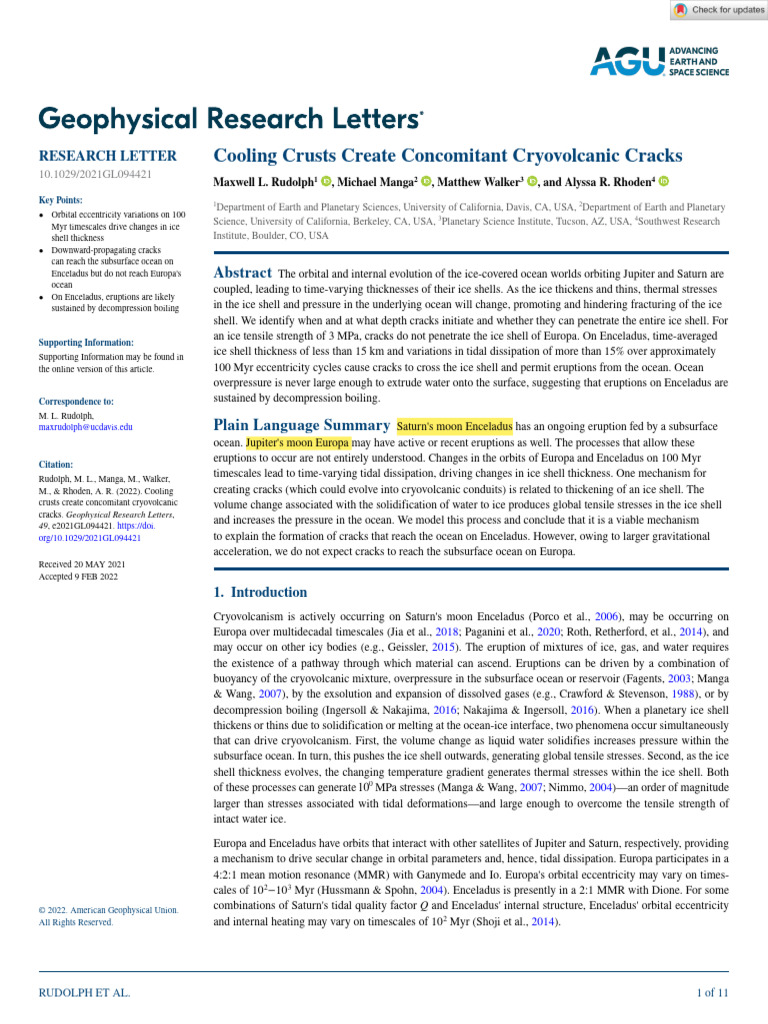 Geophysical Research Letters - 2022 - Rudolph - Cooling Crusts Create ...