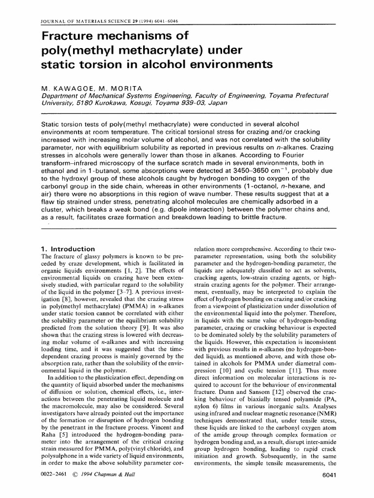 Fracture Mechanisms of Poly (Methyl Methacrylate) Under Static Torsion ...