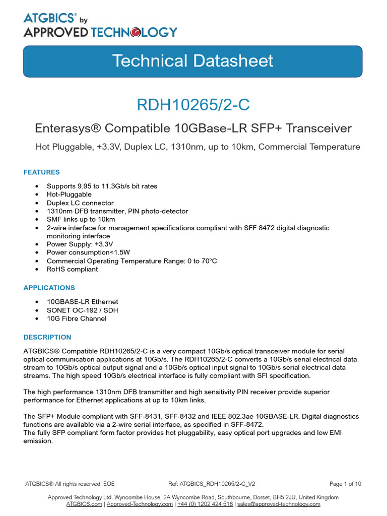 RDH10265-2 Datasheet | PDF | Electromagnetic Interference | Electricity