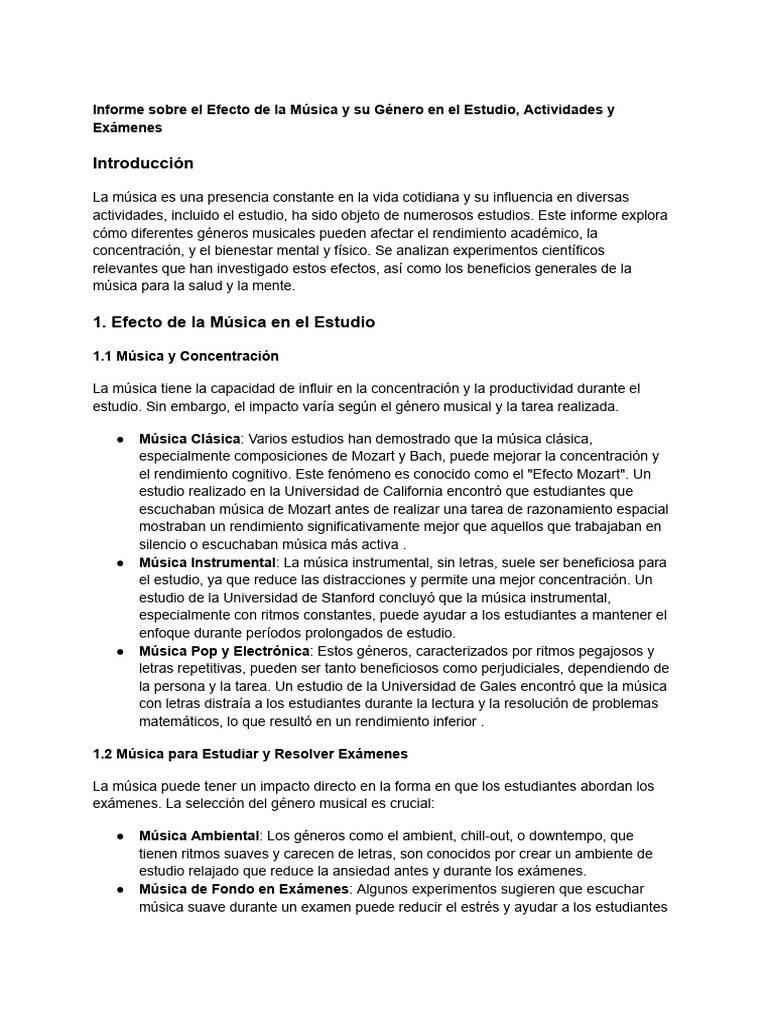 Efectos de la Música en el Estudio | PDF | Aprendizaje | Las emociones