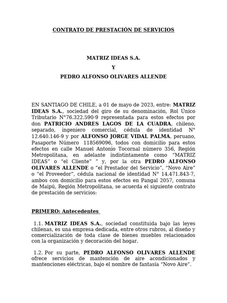 CONTRATO MATRIZ IDEAS - A Proveedores | PDF | Derecho laboral | Daños y perjuicios