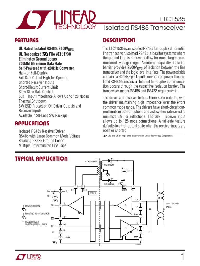 LTC 1535 | PDF | Electrical Engineering | Electricity