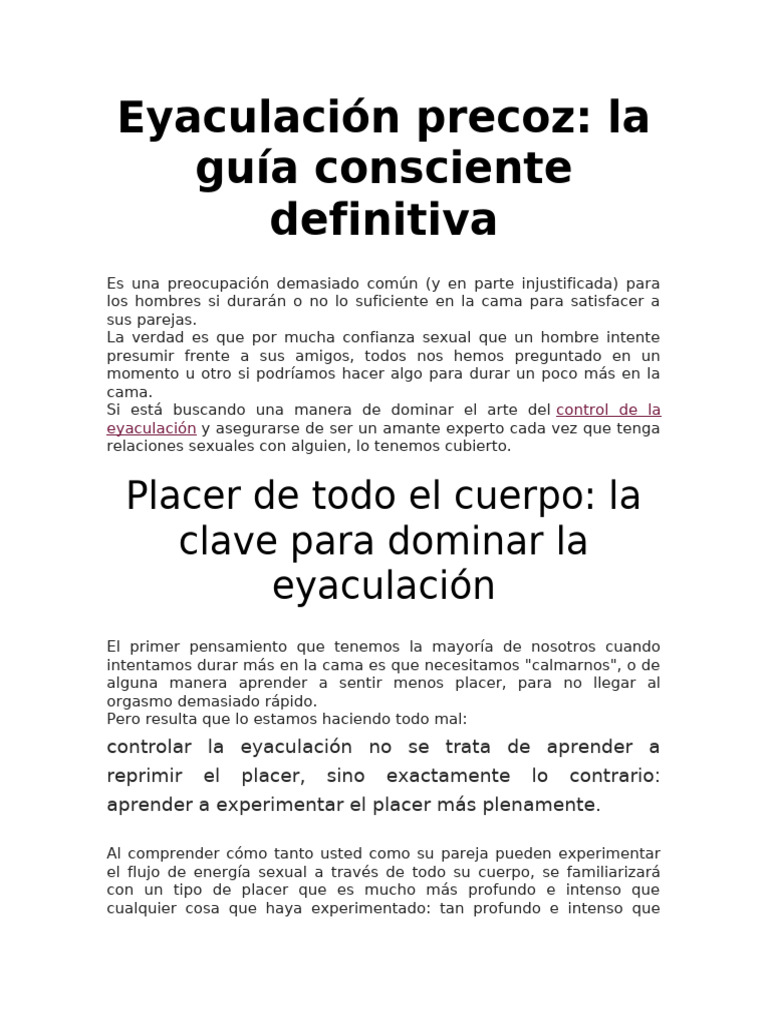 Eyaculación Precoz | PDF | Orgasmo | Eyaculación