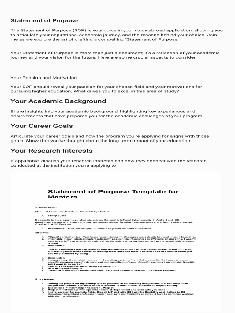 Statement of purpose abroad | PDF