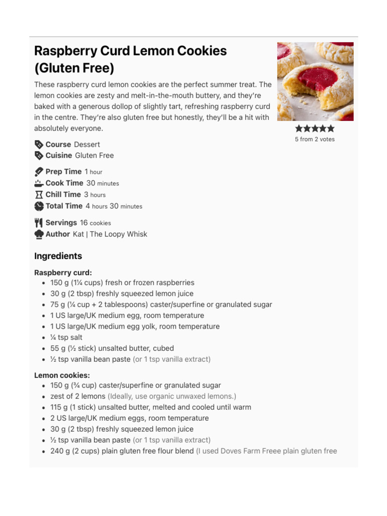 Raspberry Curd Lemon Cookies (Gluten Free) - The Loopy Whisk | PDF ...